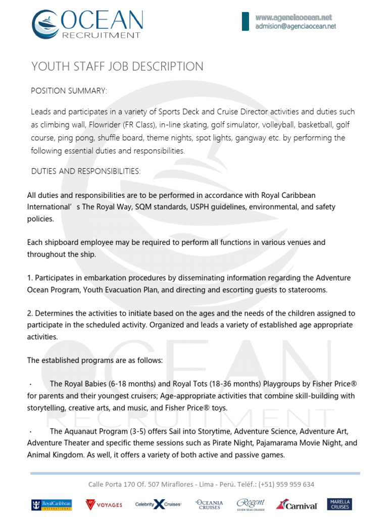 Youth Staff Job Description | PDF | Visual Perception