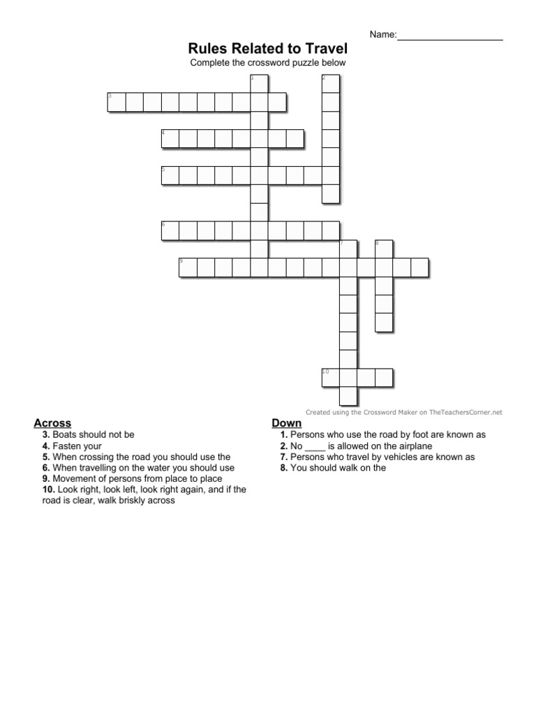 Crossword-Rules Related To Travel | PDF