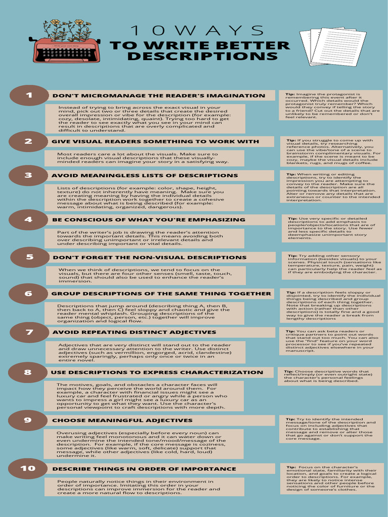 10 Tips for Effective Descriptive Writing | PDF | Senses | Adjective
