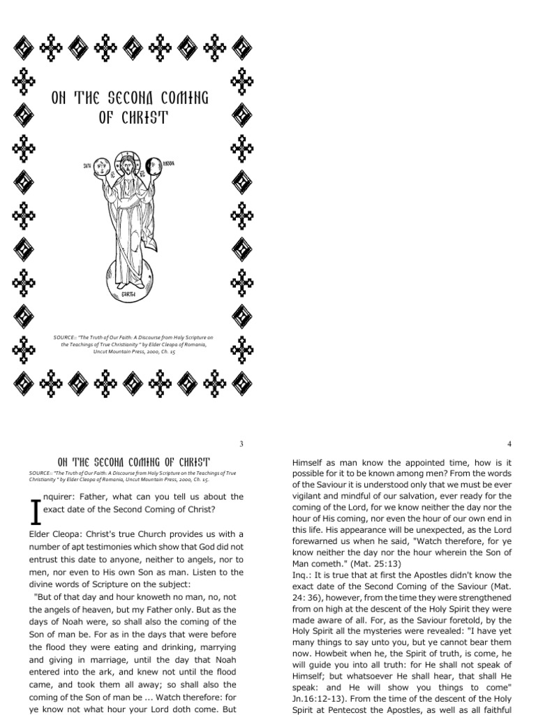 On The Second Coming of Christ Elder Cleopa | PDF | Jesus | Second Coming