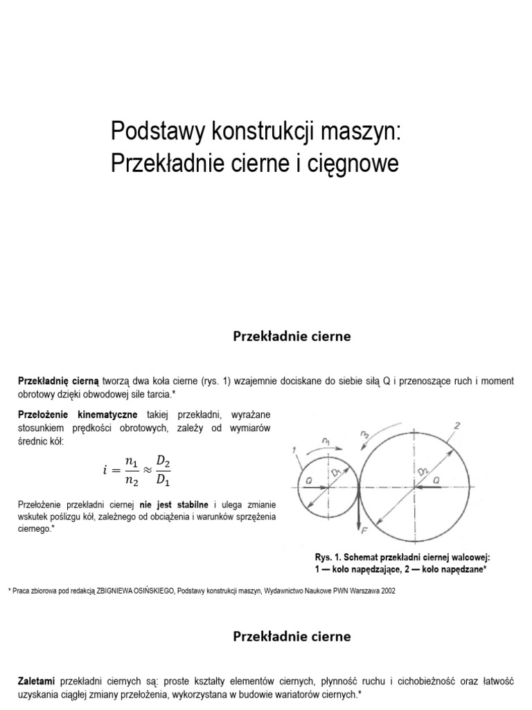 Przekładnie Cierne I Cięgnowe | PDF