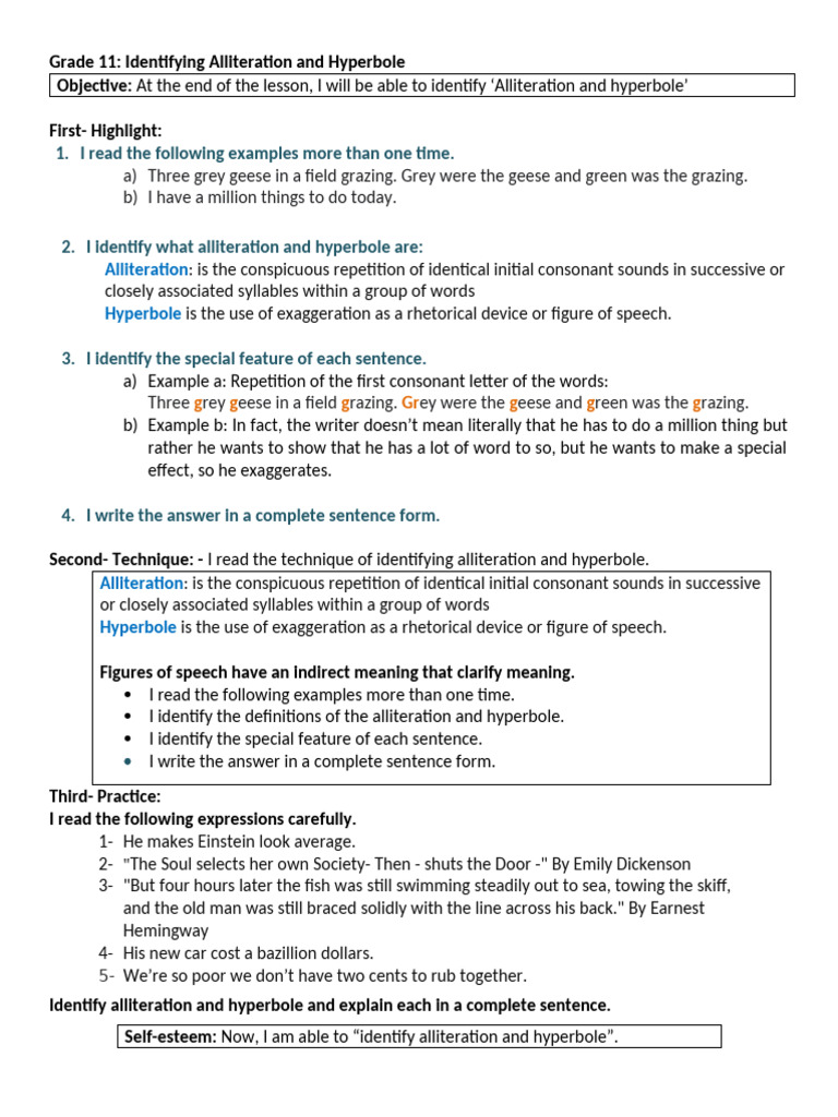 alliteration -hyperbole CL | PDF | Linguistics