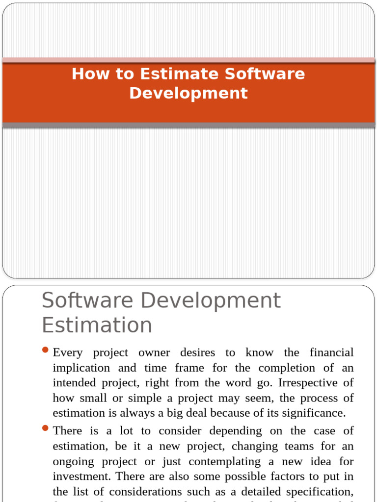 How To Estimate Software Development | PDF | Software Development ...