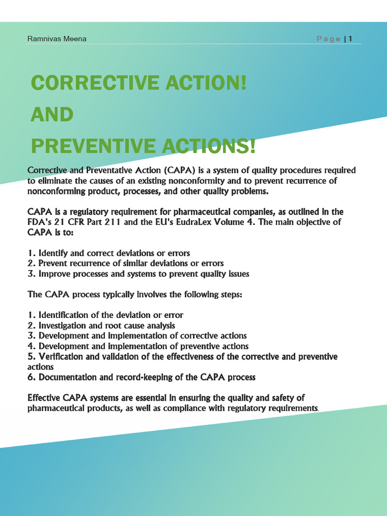 CAPA System in The Pharmaceutical Industry | PDF | Systems Thinking ...