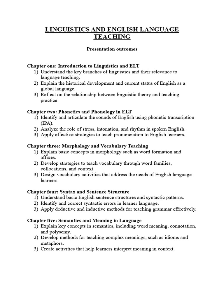 Linguistics & ELT - Outcome | PDF | Linguistics | Second Language Acquisition
