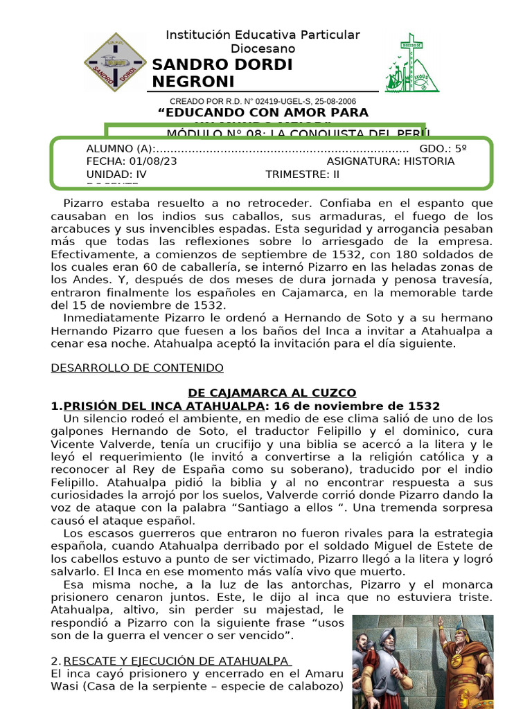 Historia 5° Ep. Mod08 Ses02 de Camino Al Cuzco | PDF | Francisco ...