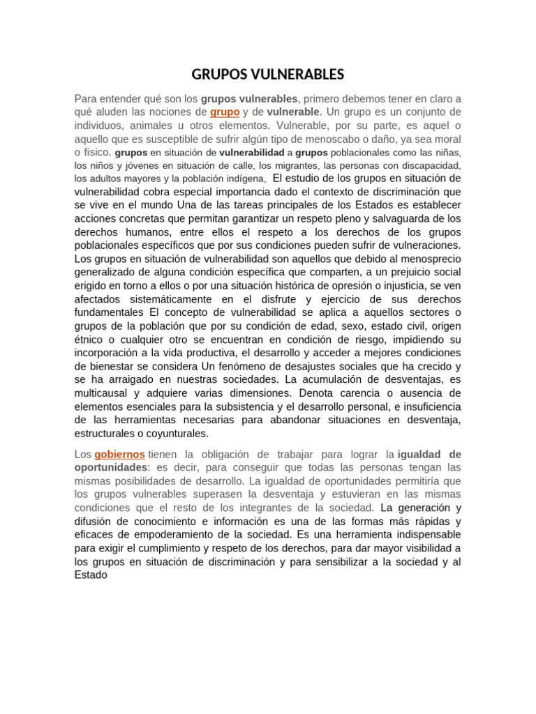 Grupos Vulnerables y Derechos Humanos | PDF | Discriminación | Sociedad