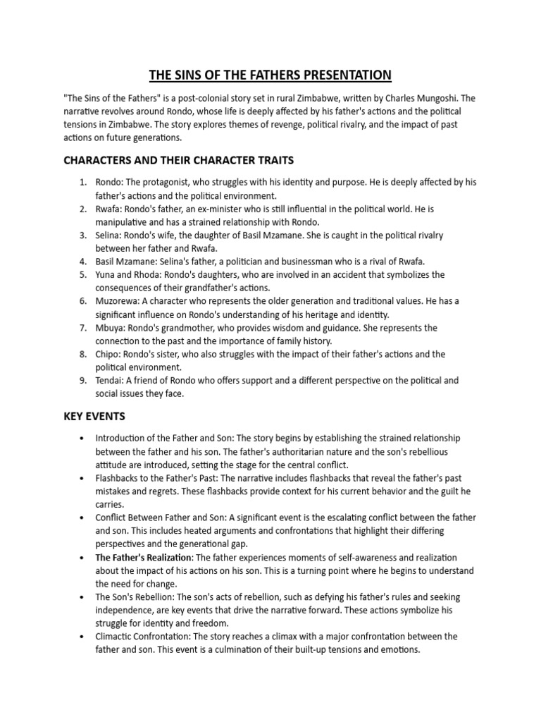 Themes in "The Sins of the Fathers" | PDF | Guilt (Emotion) | Forgiveness