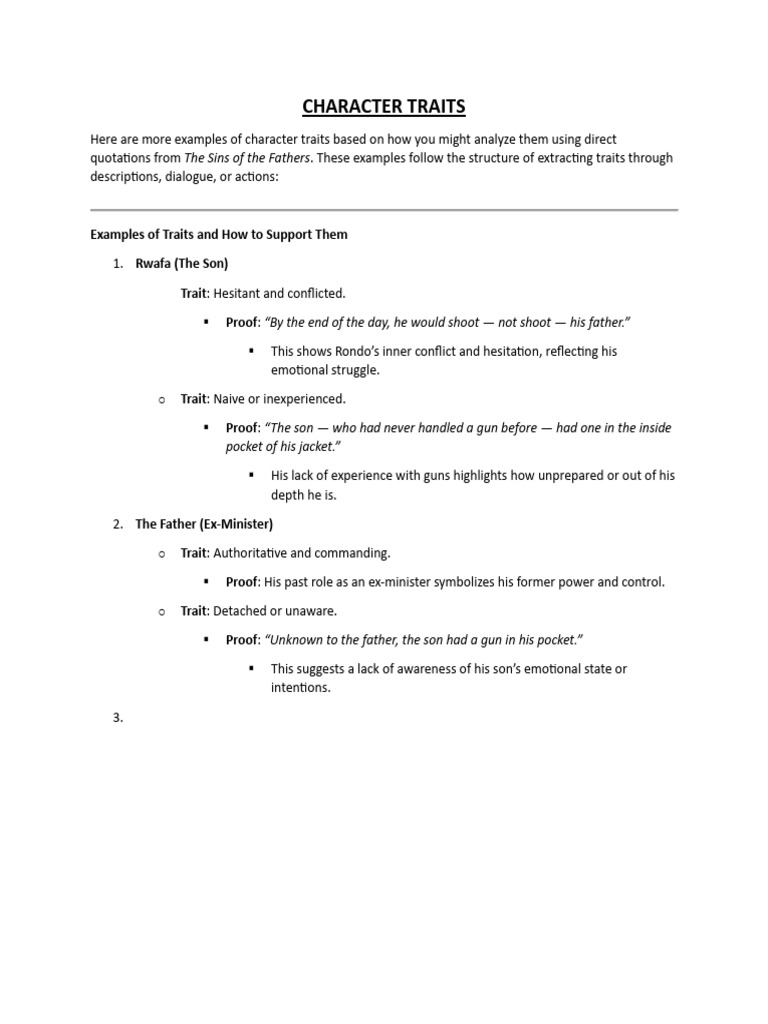 Analyzing Character Traits | PDF