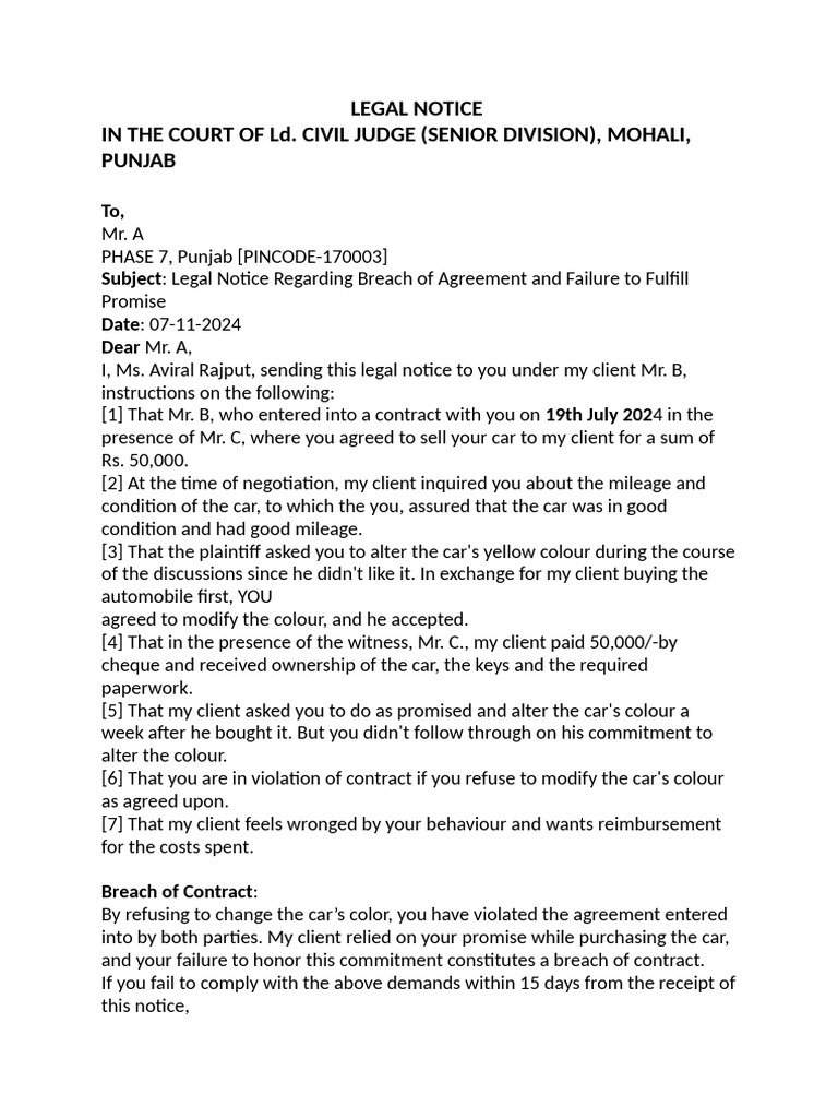 Legal Notice Contract | PDF