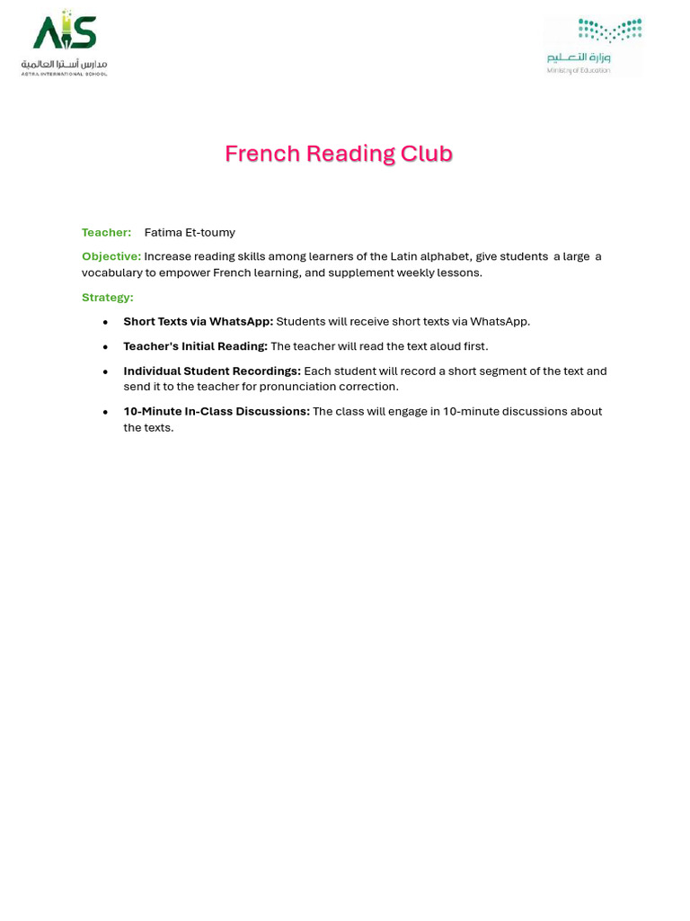 French Reading Club Strategy Guide | PDF