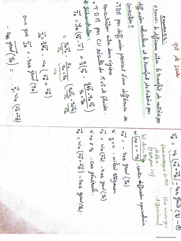 Examen1 Corrigé Transfert de Matière-5 | PDF