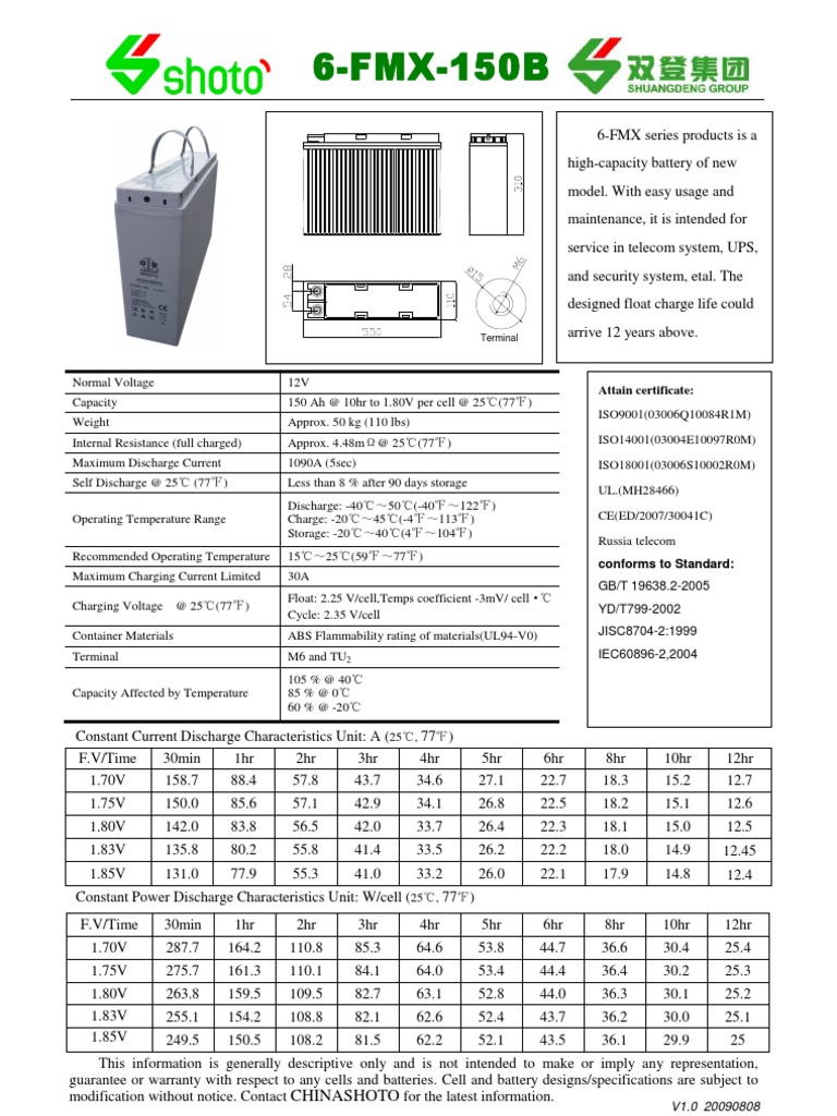 6-FMX-150B | Battery (Electricity) | Electricity