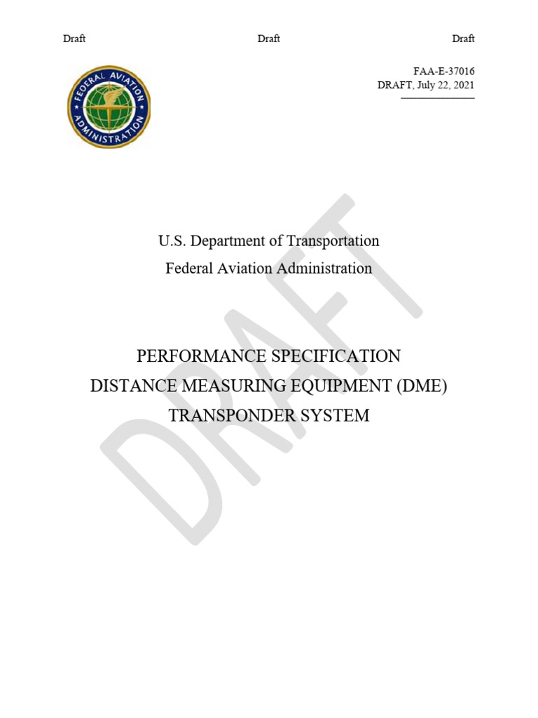 Draft DME Specification FAA-E-37016 - v0.2 | PDF | Antenna (Radio ...