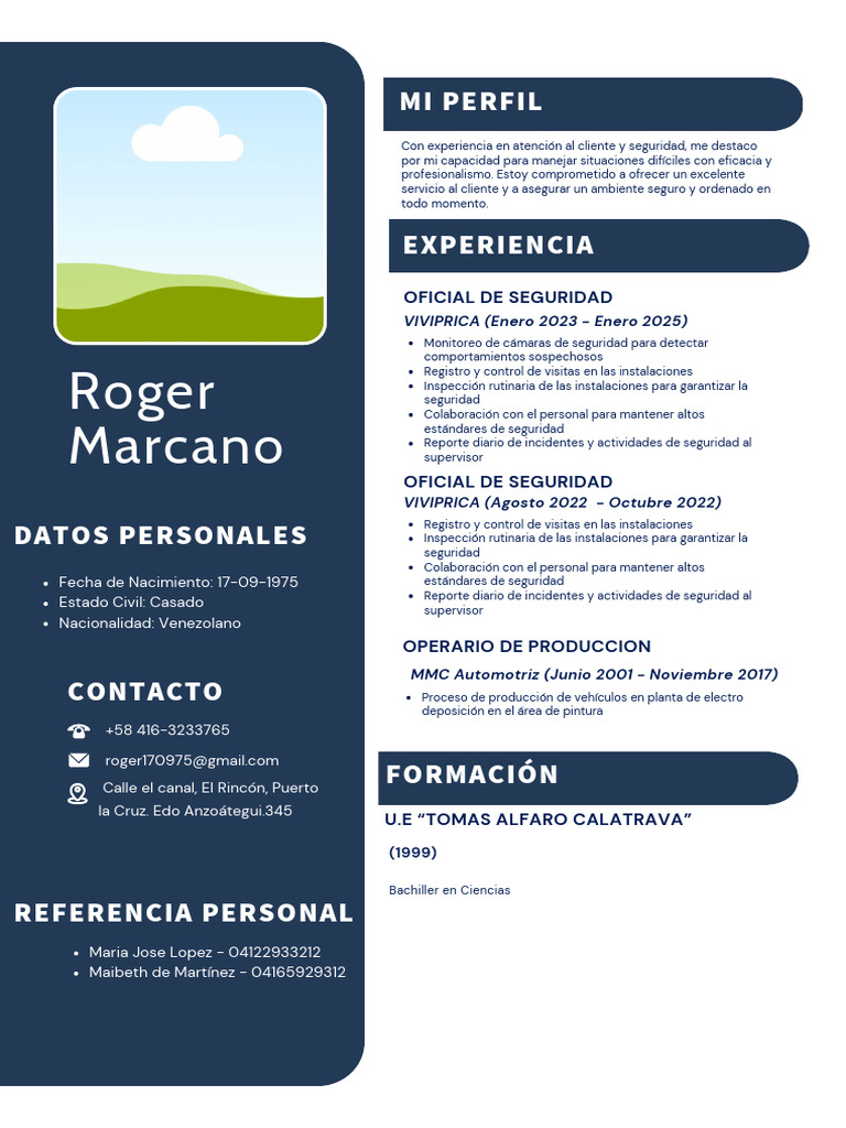 Currículum CV Asesor Financiero Profesional Azul Oscuro | PDF