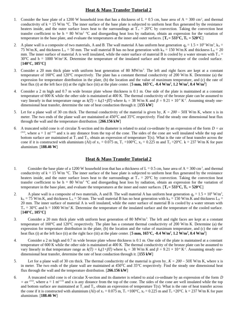 HMT Tutorial 2 | PDF | Heat Transfer | Heat