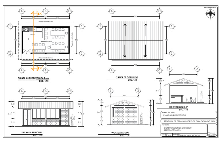 Plano Arquitectónico Comedor Escuela 2023 | PDF