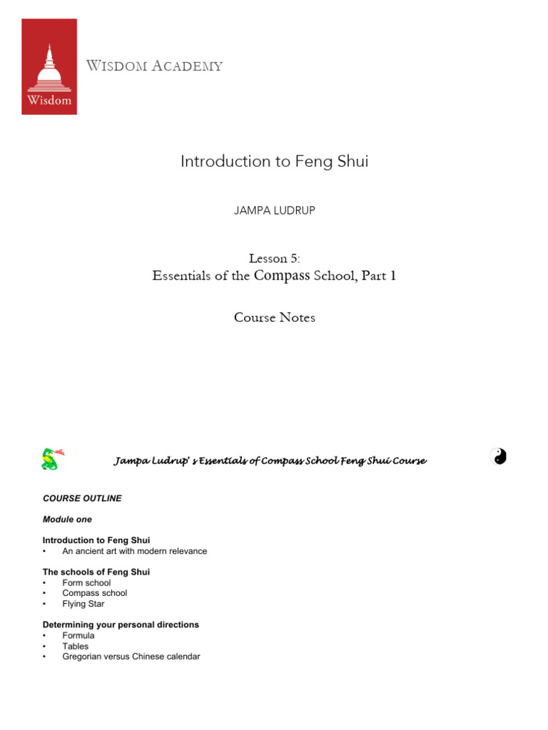 Feng Shui Lesson 5 Notes Pdf
