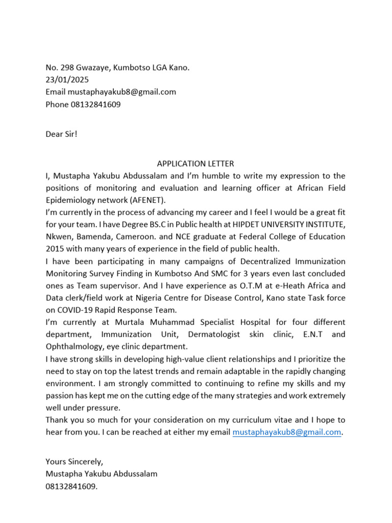 APPLICATION LETTER 1 | PDF