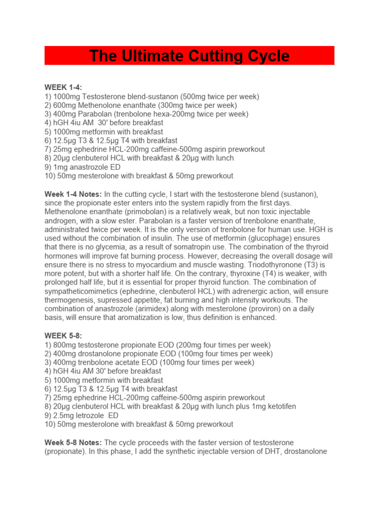 Ultimate Cutting Cycle 12week | PDF | Functional Group | Pharmacology