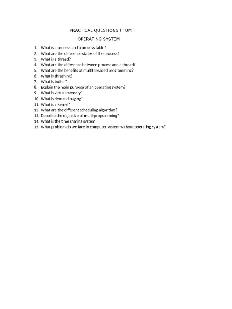 Operating System Key Concepts FAQ | PDF