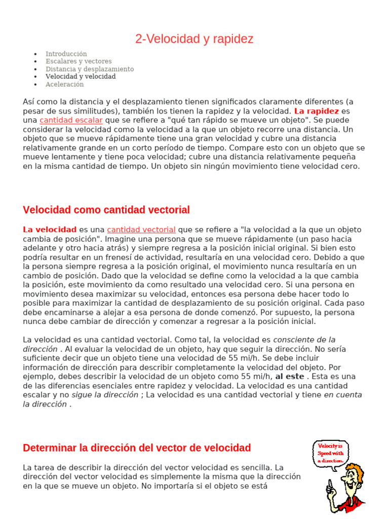 2 Velocidad y Rapidez | PDF | Velocidad | Aceleración