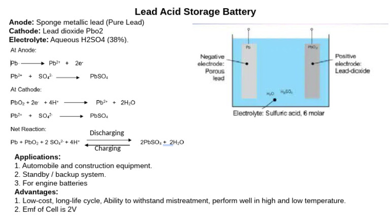 Lead Acid Battery or Lead Acid Storage Cell | PDF