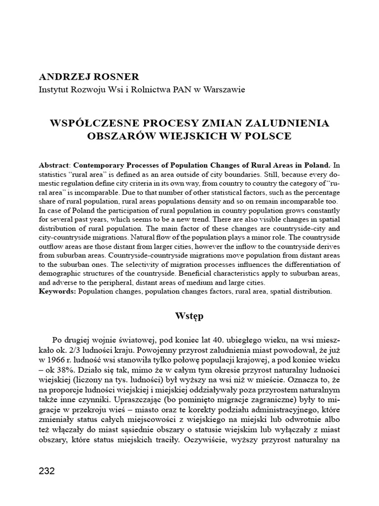 Współczesne Procesy Zmian Zaludnien | PDF