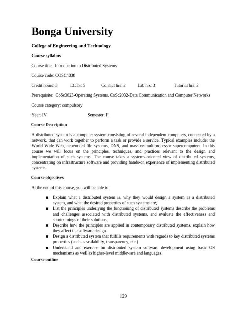 Distributed Systems Syllabus | PDF | Distributed Computing | System