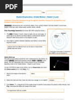 Orbital Motion - Kepler's Laws: Answer Key | PDF | Orbit | Planets