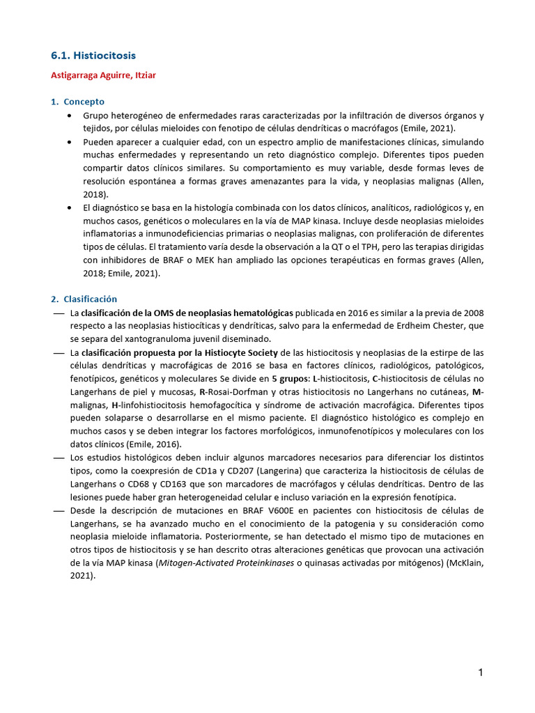 Histiocitosis: Clasificación y Diagnóstico | PDF | Célula dendrítica ...