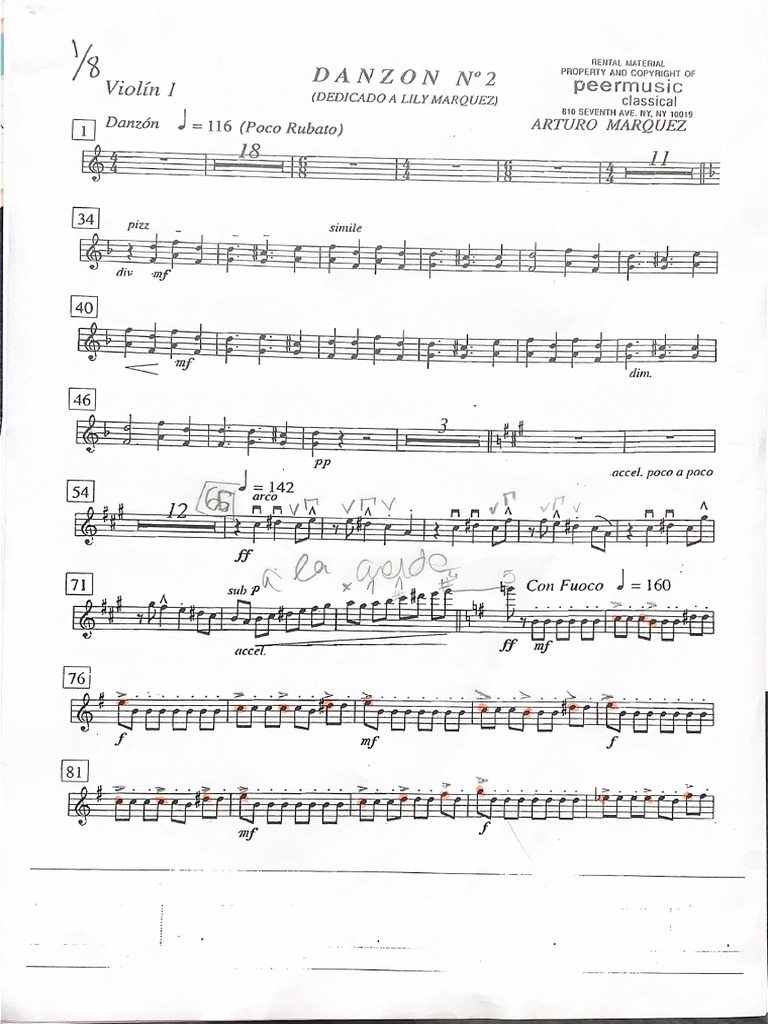 Danzon n2 Violines 1 | PDF
