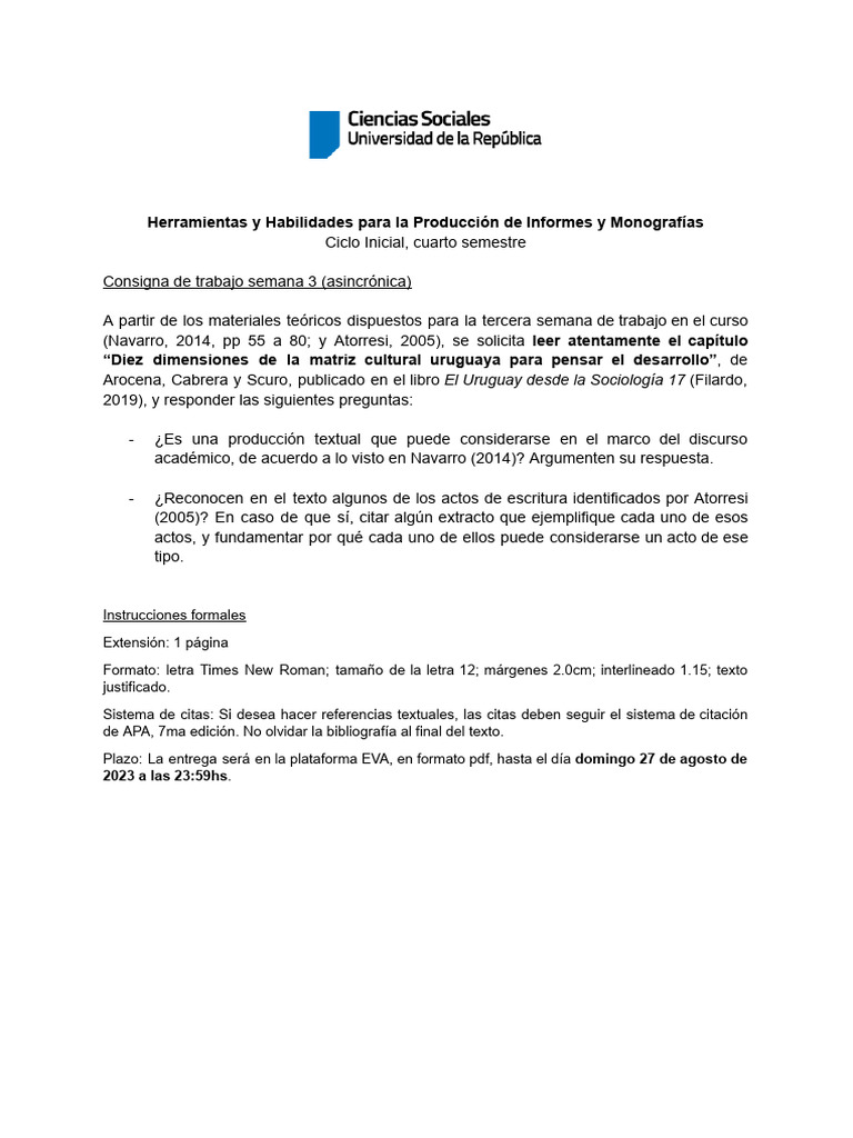 Consigna Semana 3 - Tramas Textuales | PDF