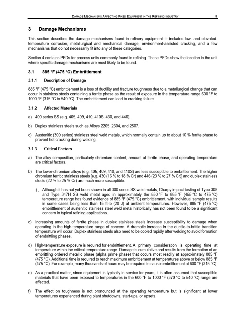 2. API RP 571-885 °F (475 °C) Embrittlement | PDF | Stainless Steel | Steel