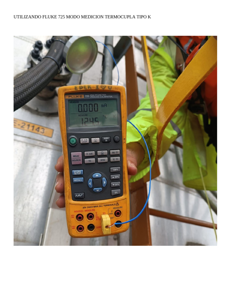 Utilizando Fluke 725 Modo Medicion Termocupla Tipo K | PDF