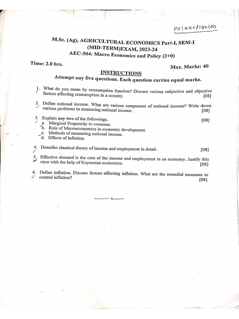 Economics Pyq B2023 25 | PDF