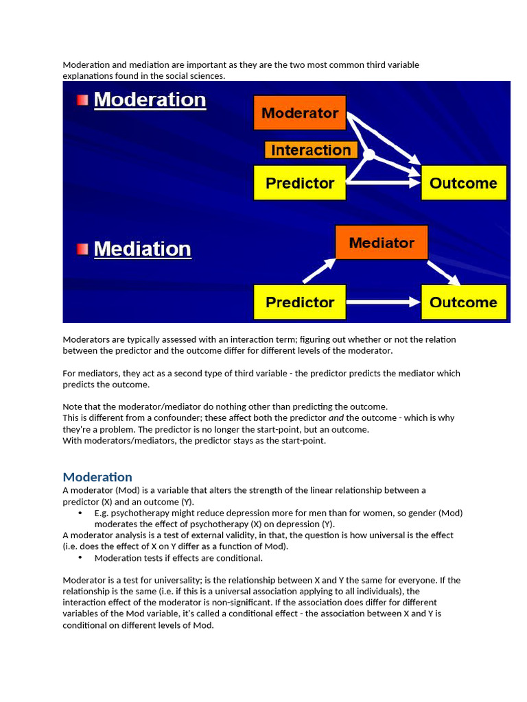 ARM Lecture 3 - Moderation vs. Mediation | PDF | Categorical Variable | Dependent And ...