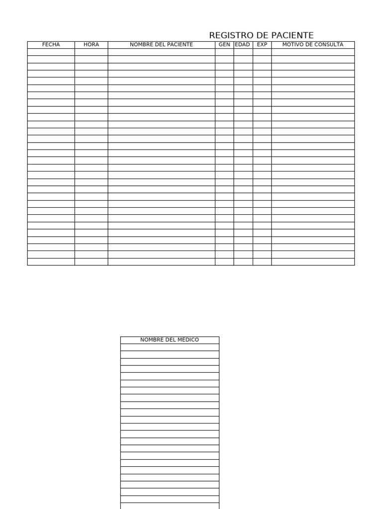 Formato Registro de Paciente | PDF