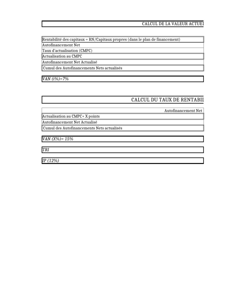 Calcul de la Valeur Actuelle Nette | PDF
