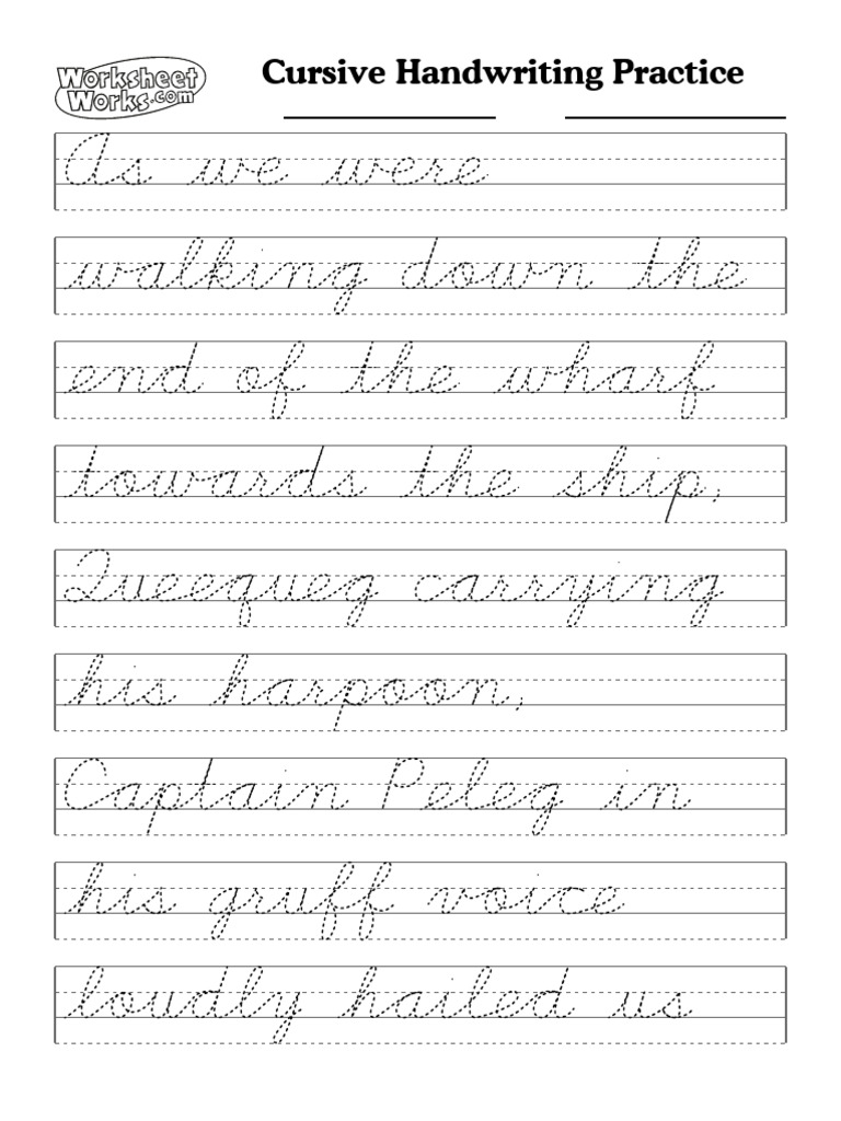 WorksheetWorks Cursive Handwriting Practice 1 | PDF | Writing | Calligraphy