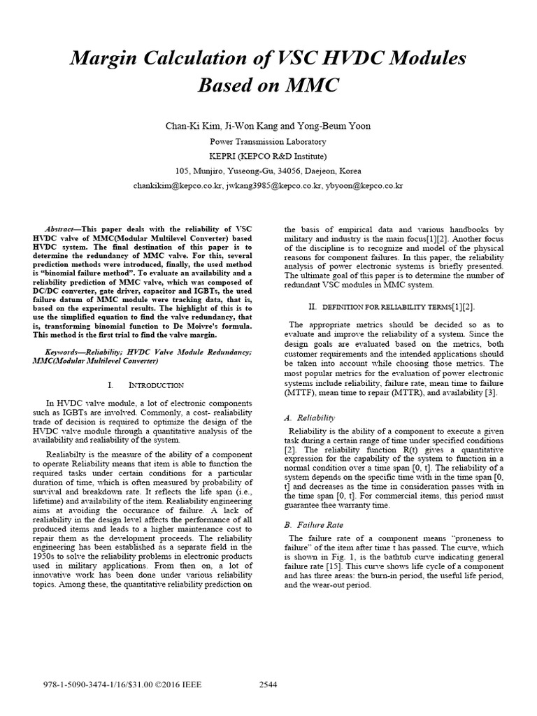 Margin Calculation of VSC HVDC Modules Based On MMC | PDF | Reliability Engineering | High ...