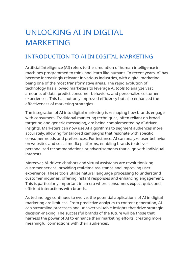 Unlocking AI in Digital Marketing | PDF | Artificial Intelligence ...