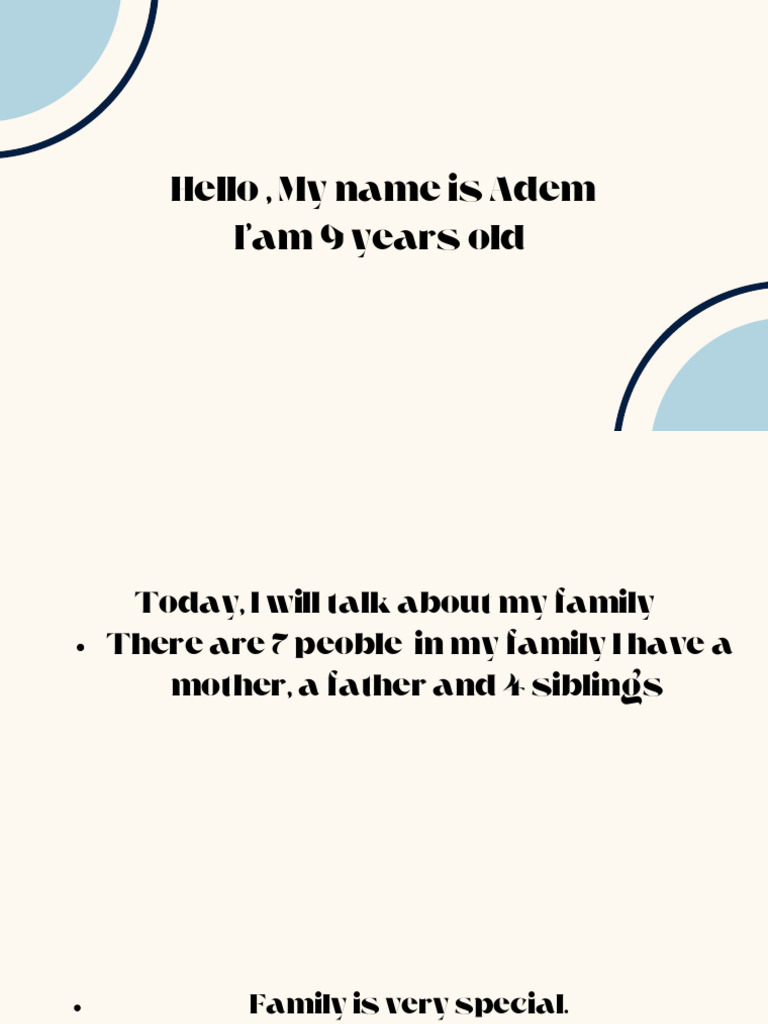 My Family by 9-Year-Old Adem | PDF