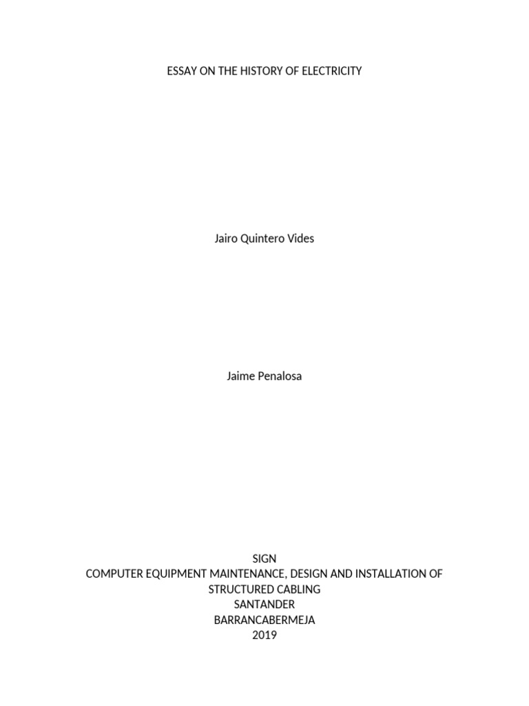 Essay On The History of Electricity | PDF | Electricity | Alternating Current
