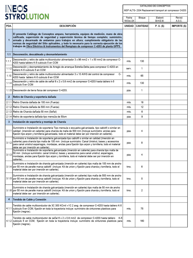 Catálogo de Conceptos E&I Compresor C-4203 | PDF | Tornillo | Bienes ...