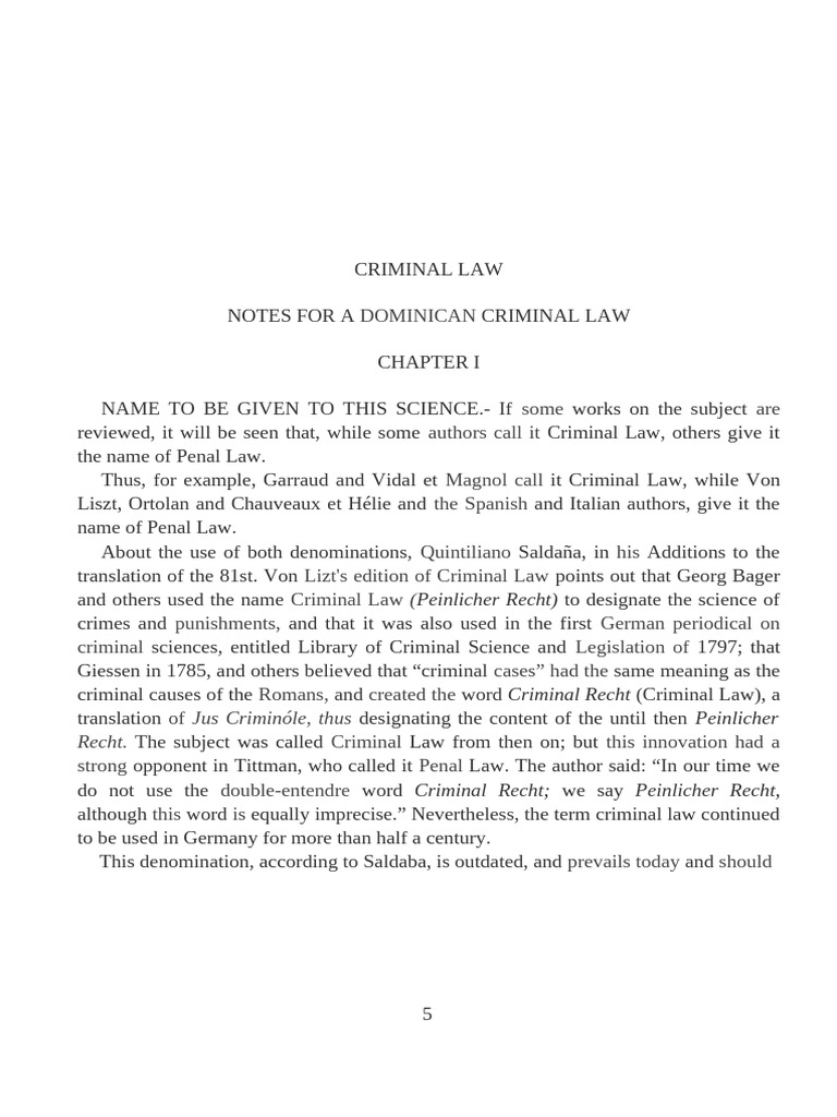 Notes on Dominican Criminal Law - Lic. Leoncio Ramos - Chapter 1 | PDF ...