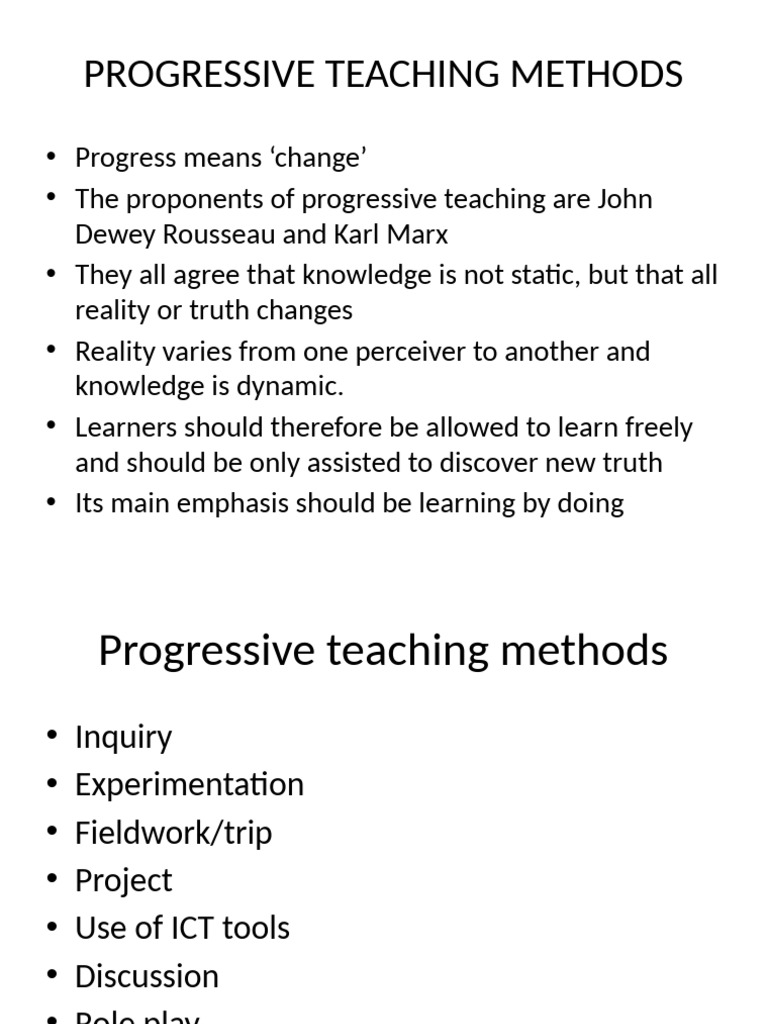 Progressive Teaching Methods | PDF | Learning | Teaching Method