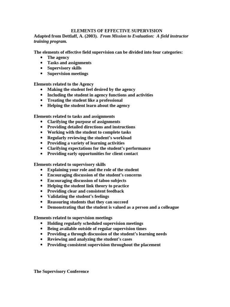 Effective Supervision in Field Training | PDF | Learning | Social ...