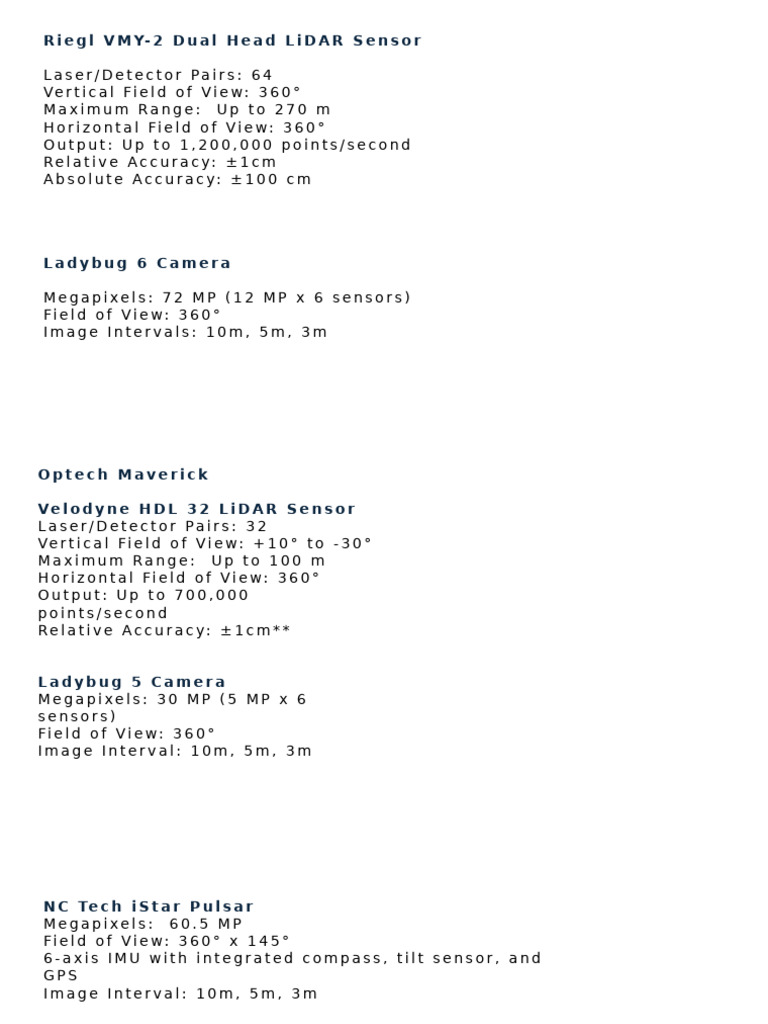 Sensor Specs Pdf
