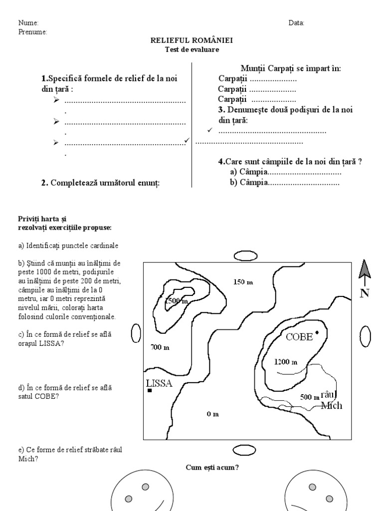 Evaluare Relieful Romaniei Clasa A 4 A | PDF